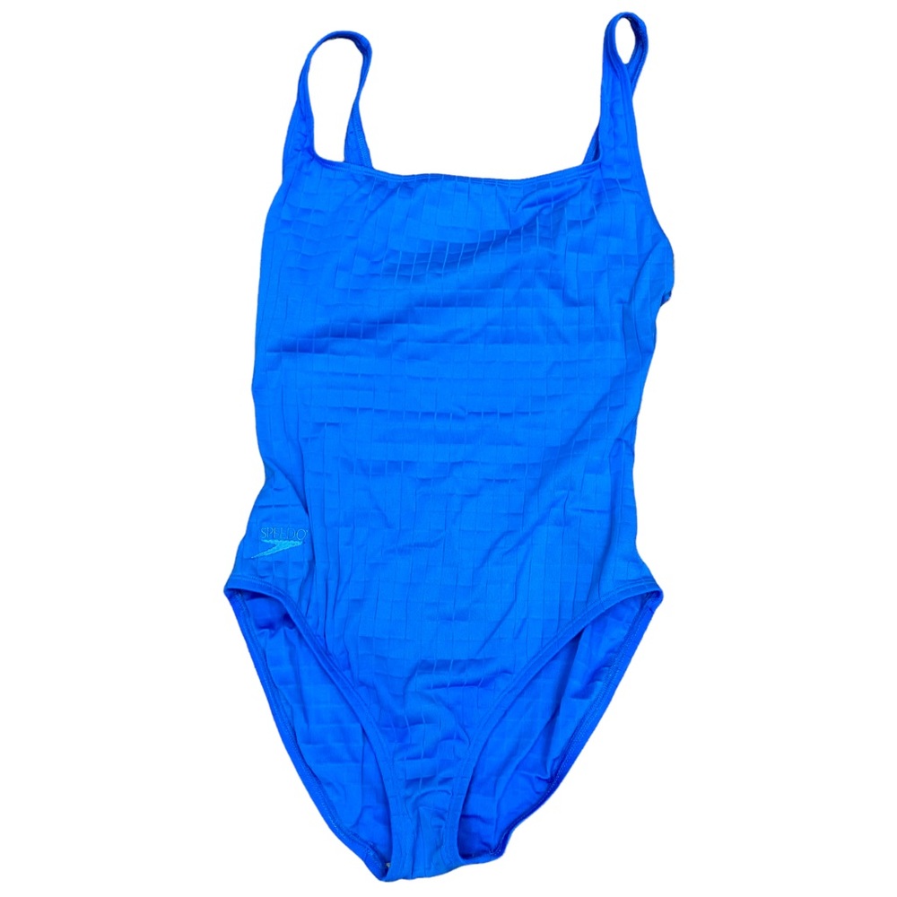 Speedo Blue Square Textured One-Piece Swimsuit - Gem
